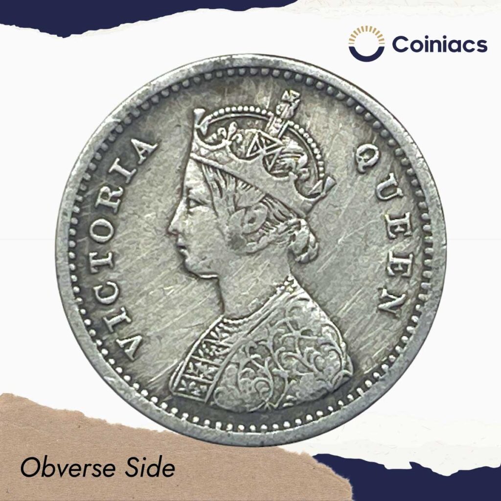 Two Annas Victoria Queen 1862 Silver Coin, British India Uniform ...