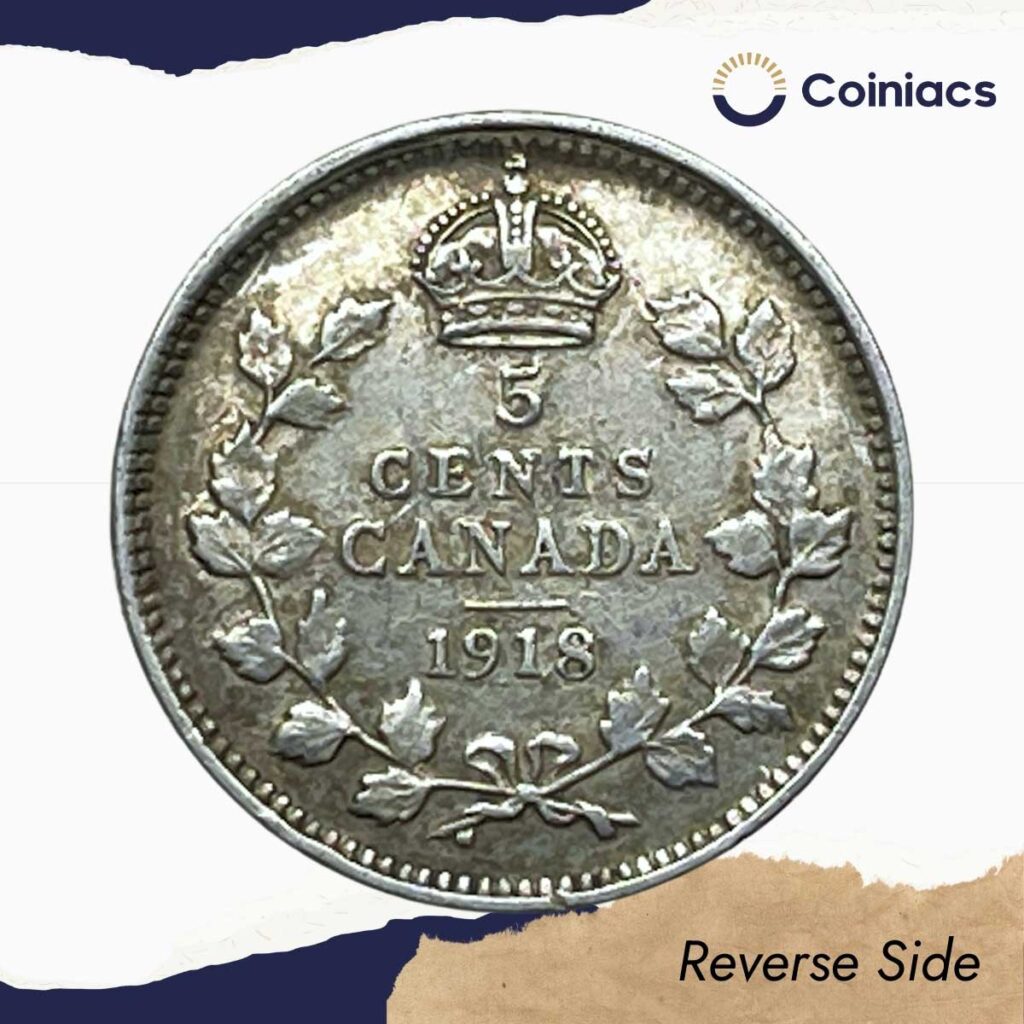 5 Cents George V with DEI GRATIA 1915 CE Silver Coin, Canada ...