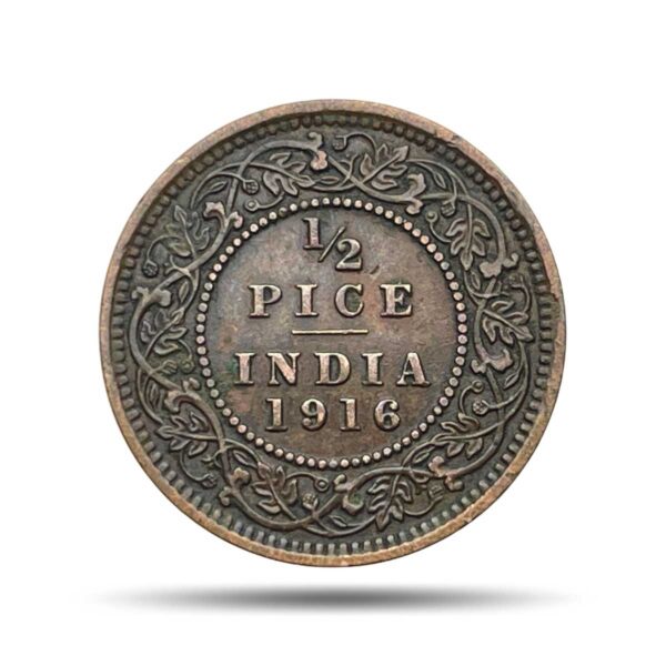 1/2 Pice George V King Emperor 1916 Calcutta Mint Bronze Coin, British ...
