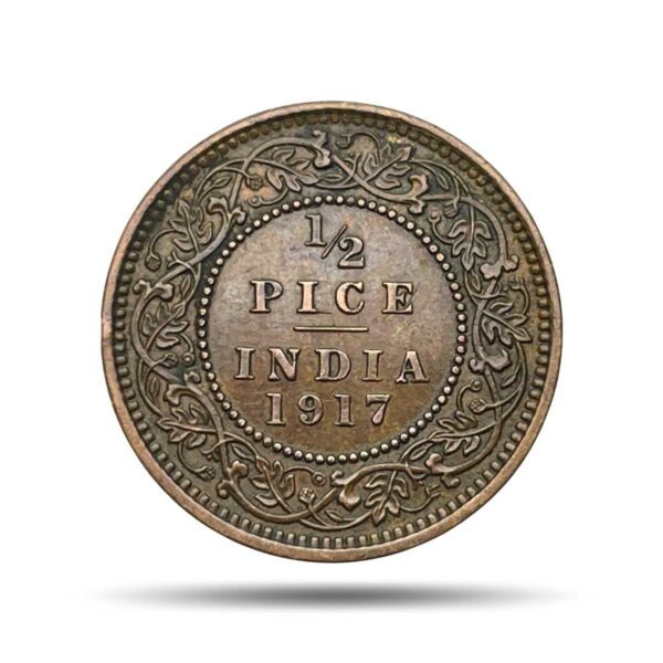 1/2 Pice George V King Emperor 1917 Calcutta Mint Bronze Coin, British ...