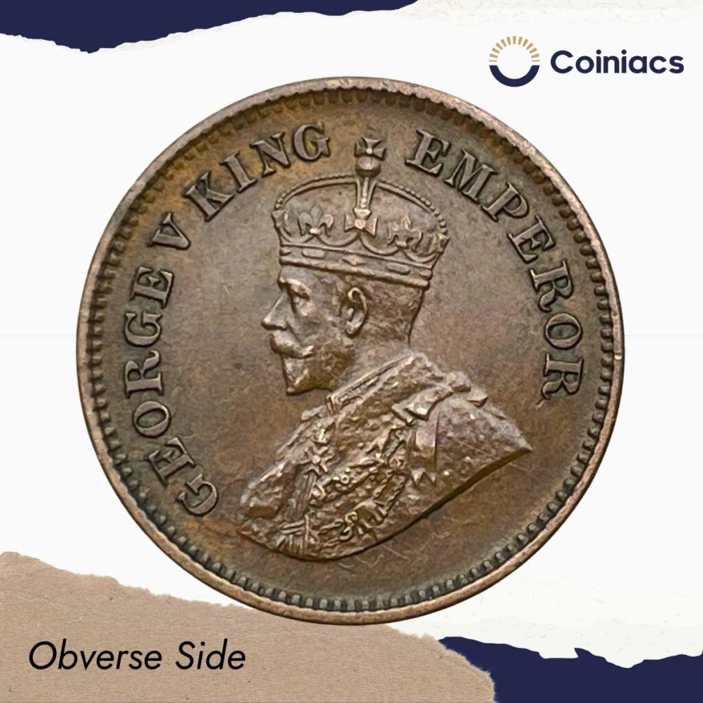 1/2 Pice George V King Emperor 1917 Calcutta Mint Bronze Coin, British ...