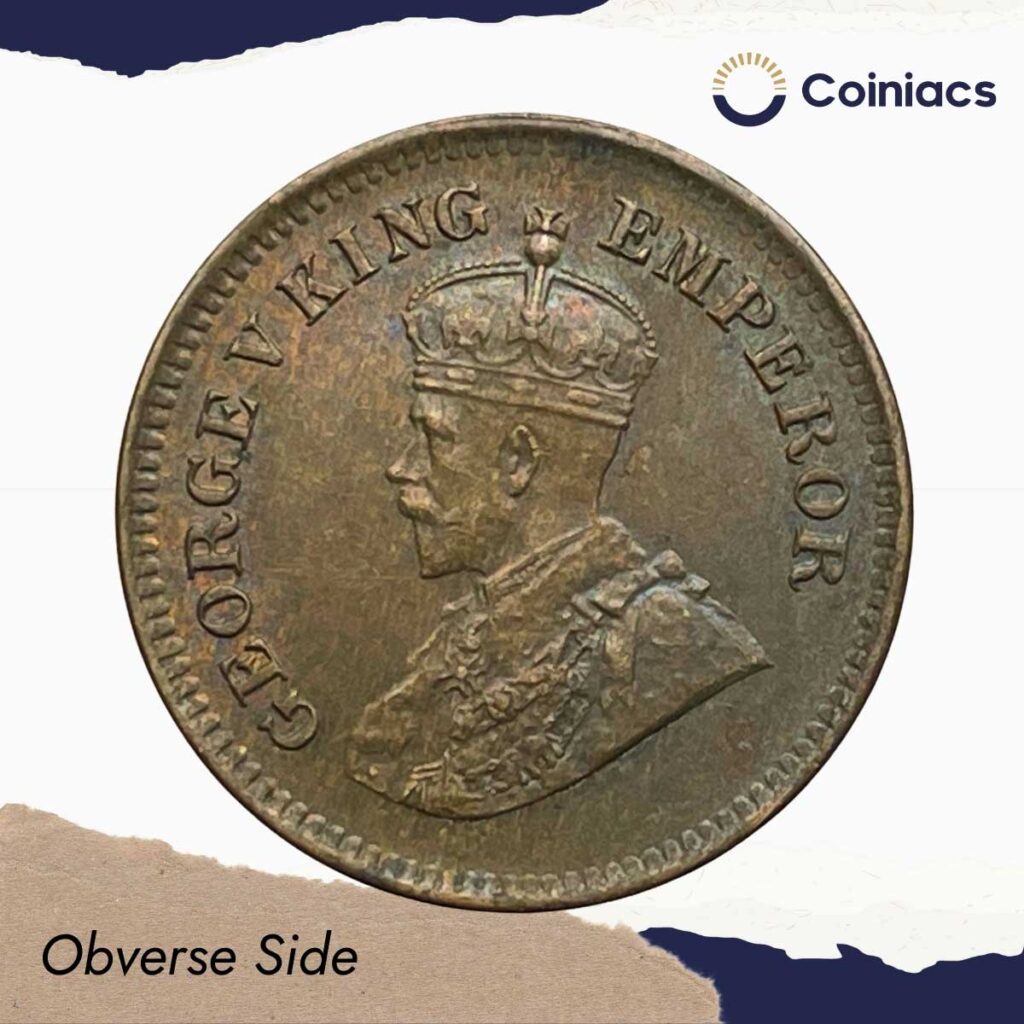 1/2 Pice George V King Emperor 1928 Calcutta Mint Bronze Coin, British ...
