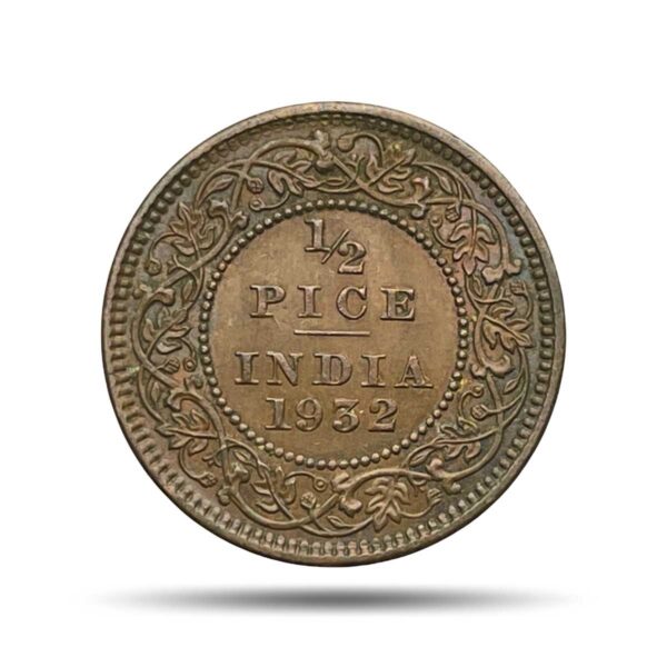 1/2 Pice George V King Emperor 1932 Calcutta Mint Bronze Coin, British ...