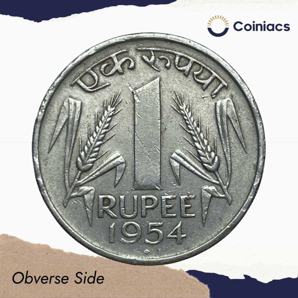 Scarce One Rupee Anna Series 1954 (Key Date) Bombay Mint Nickel Coin ...