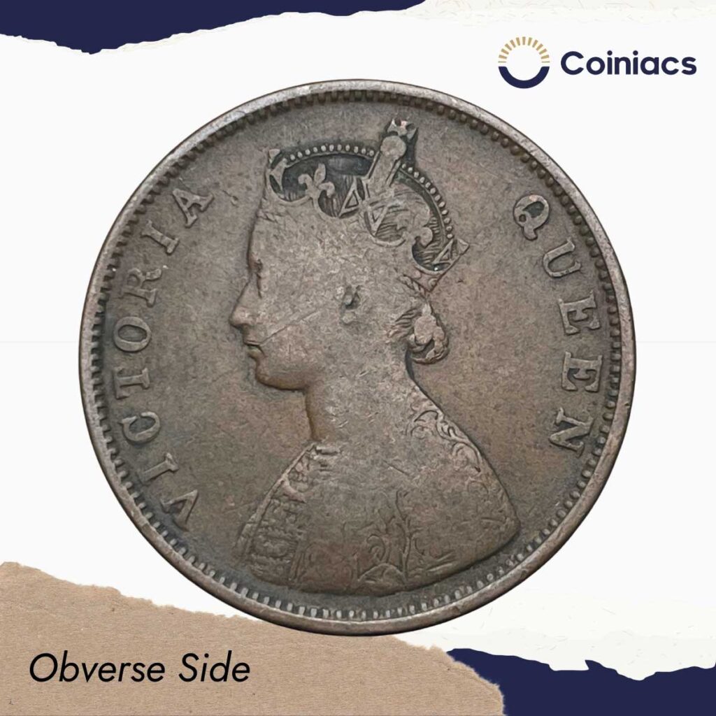 Scarce Half Anna Victoria Queen 1862 Copper Coin, British India Uniform ...